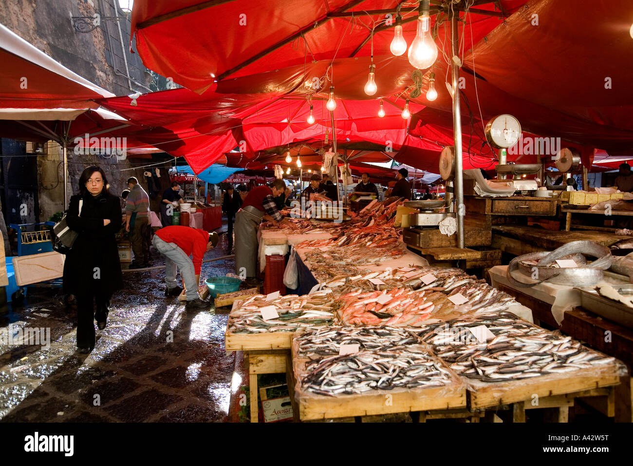 Catania fish market Sicily Italy Stock Photo - Alamy