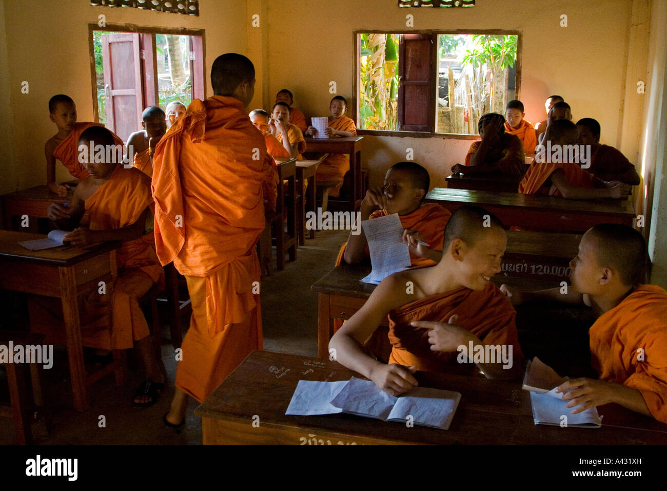 Novice monk school laos hi-res stock photography and images - Alamy