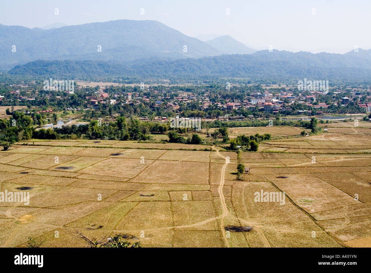 View of Vang Vieng from Pha Poak Phouk Mountain View Laos Stock Photo ...
