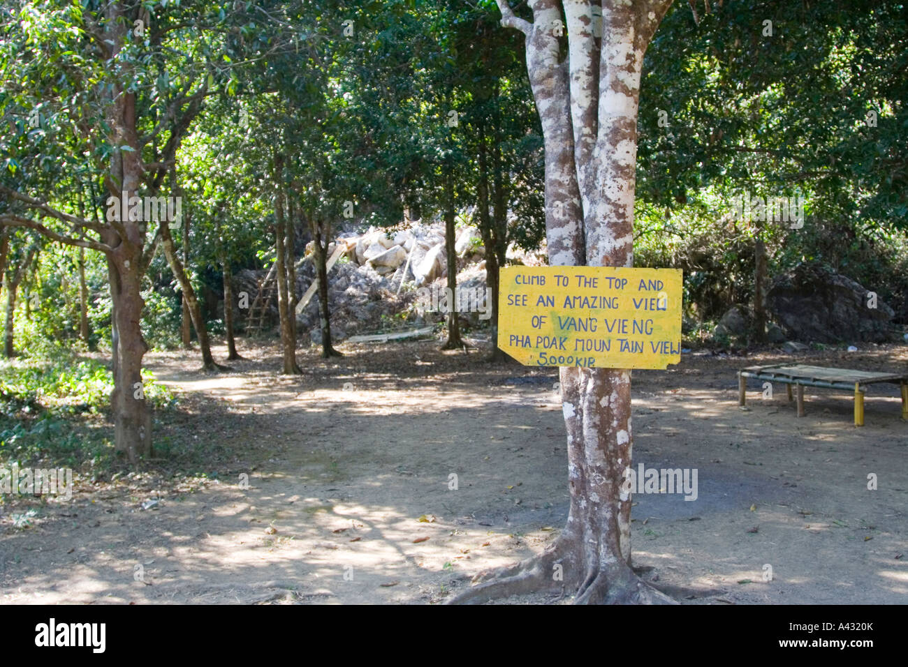 Sign Leading to Pha Poak Phouk Mountain View Vang Vieng Laos Stock ...