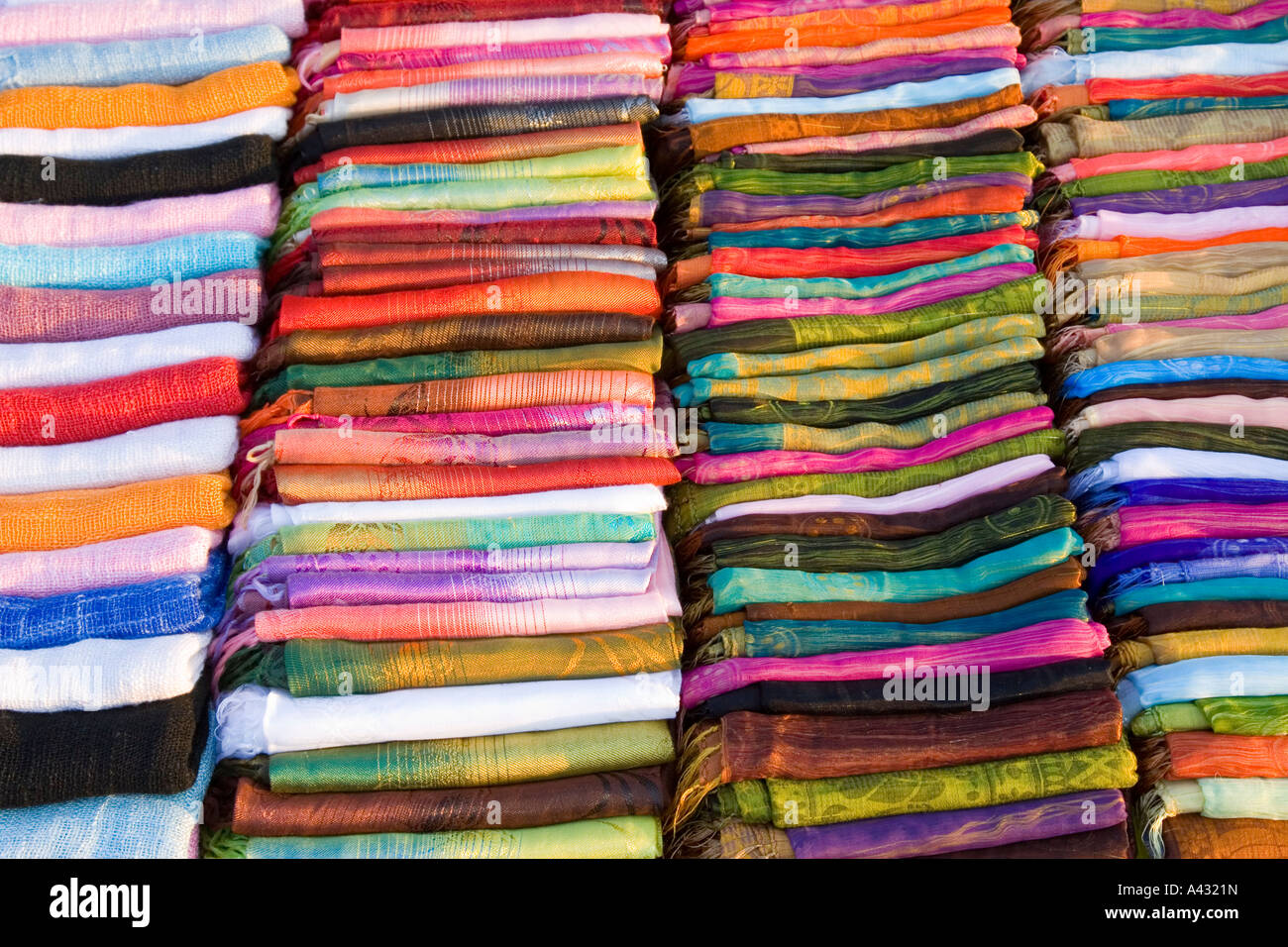 Textiles for Sale at the Handicraft Market Luang Prabang Laos Stock ...