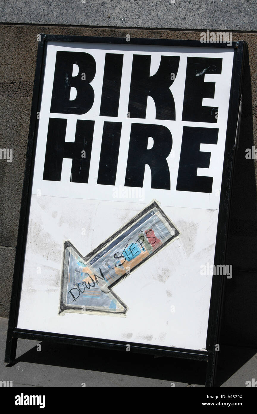 Bikes for hire sign Stock Photo - Alamy