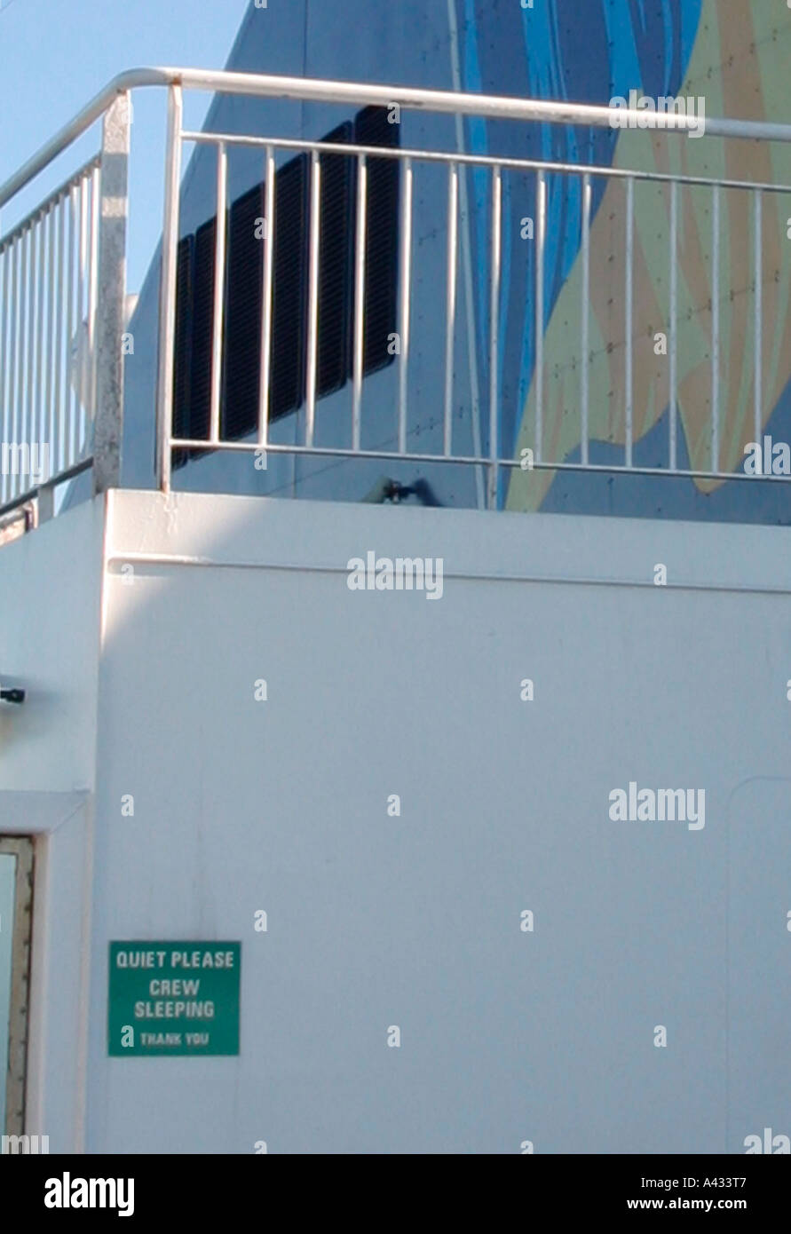 "Crew Sleeping" sign on cross-channel ferry Stock Photo - Alamy