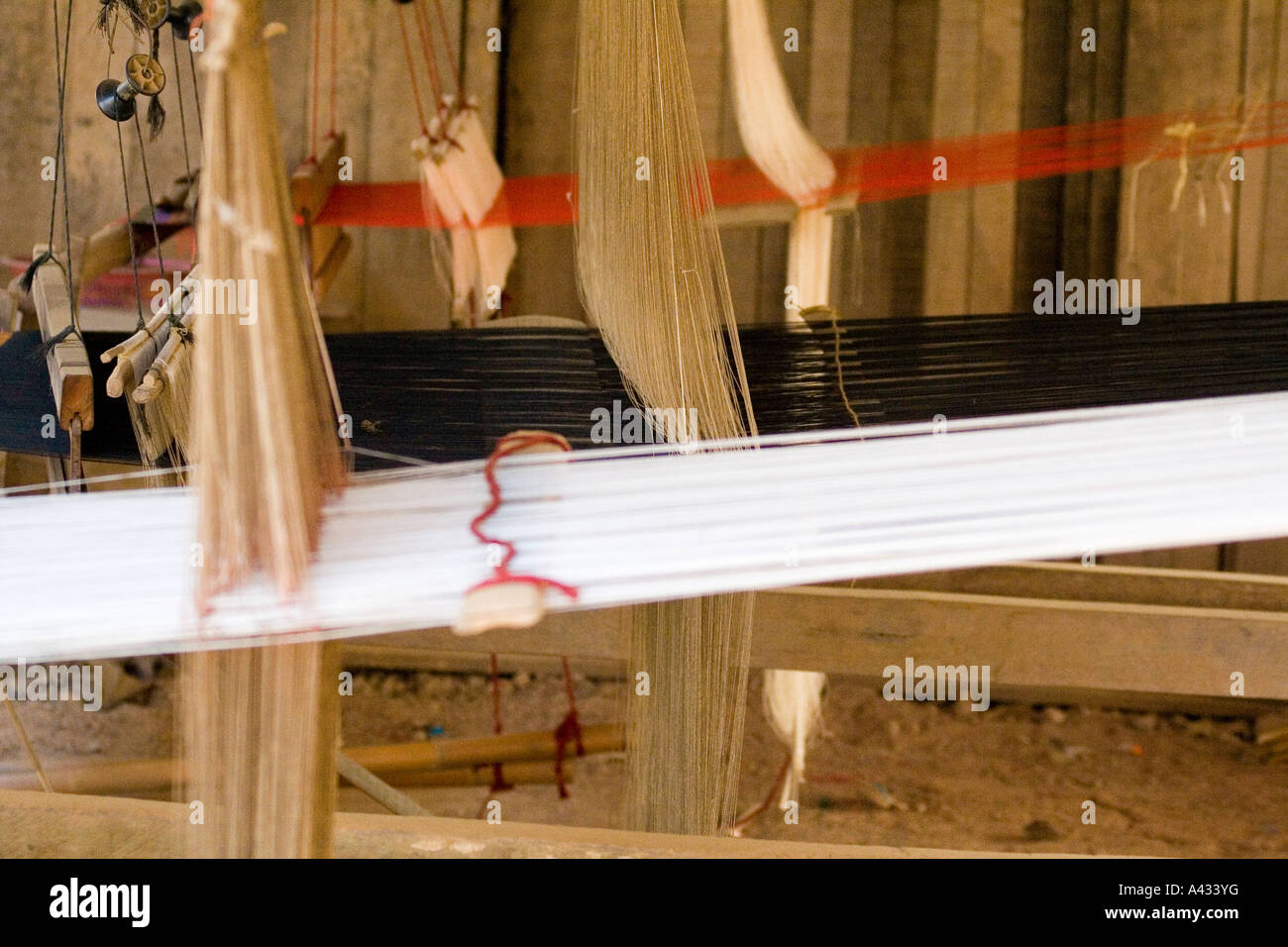 Thread on a Loom Ban Phanom Near Luang Prabang Laos Stock Photo - Alamy