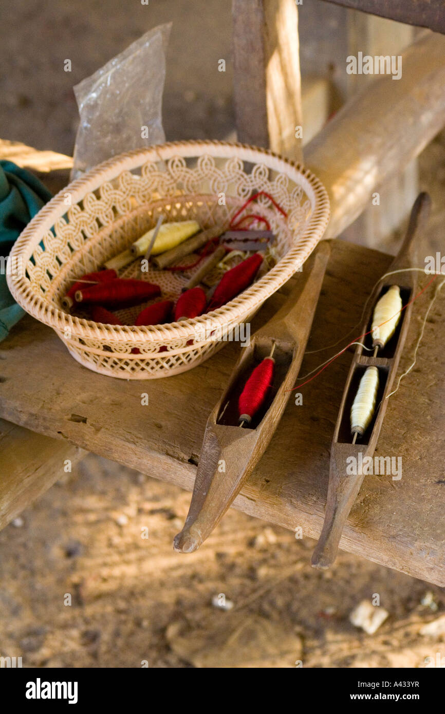 Basket and Thread for a Traditional Loom Ban Phanom Near Luang Prabang ...