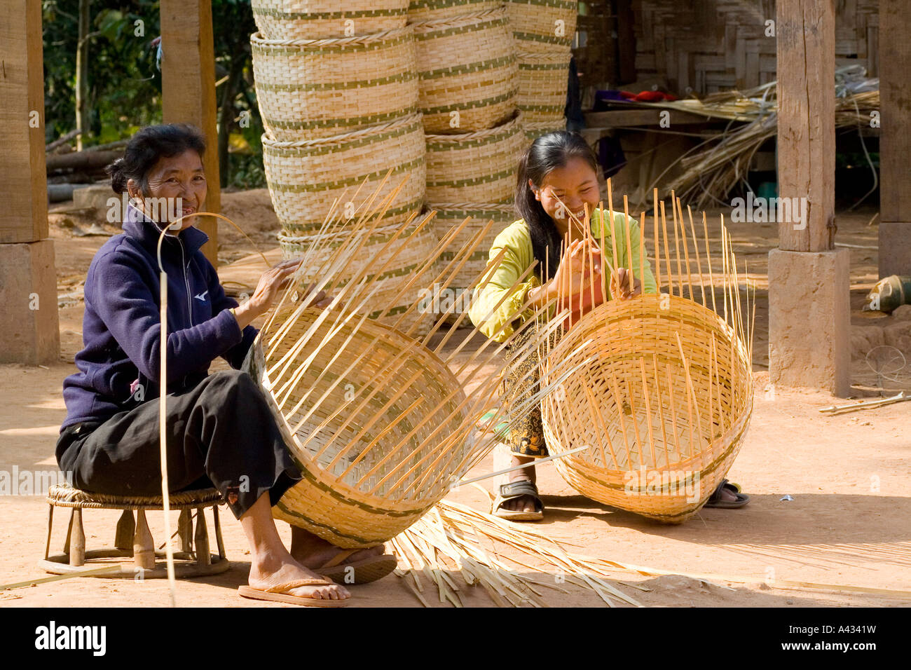 Basket Weaving Ban Donkeo Outside Luang Prabang Laos Stock Photo - Alamy