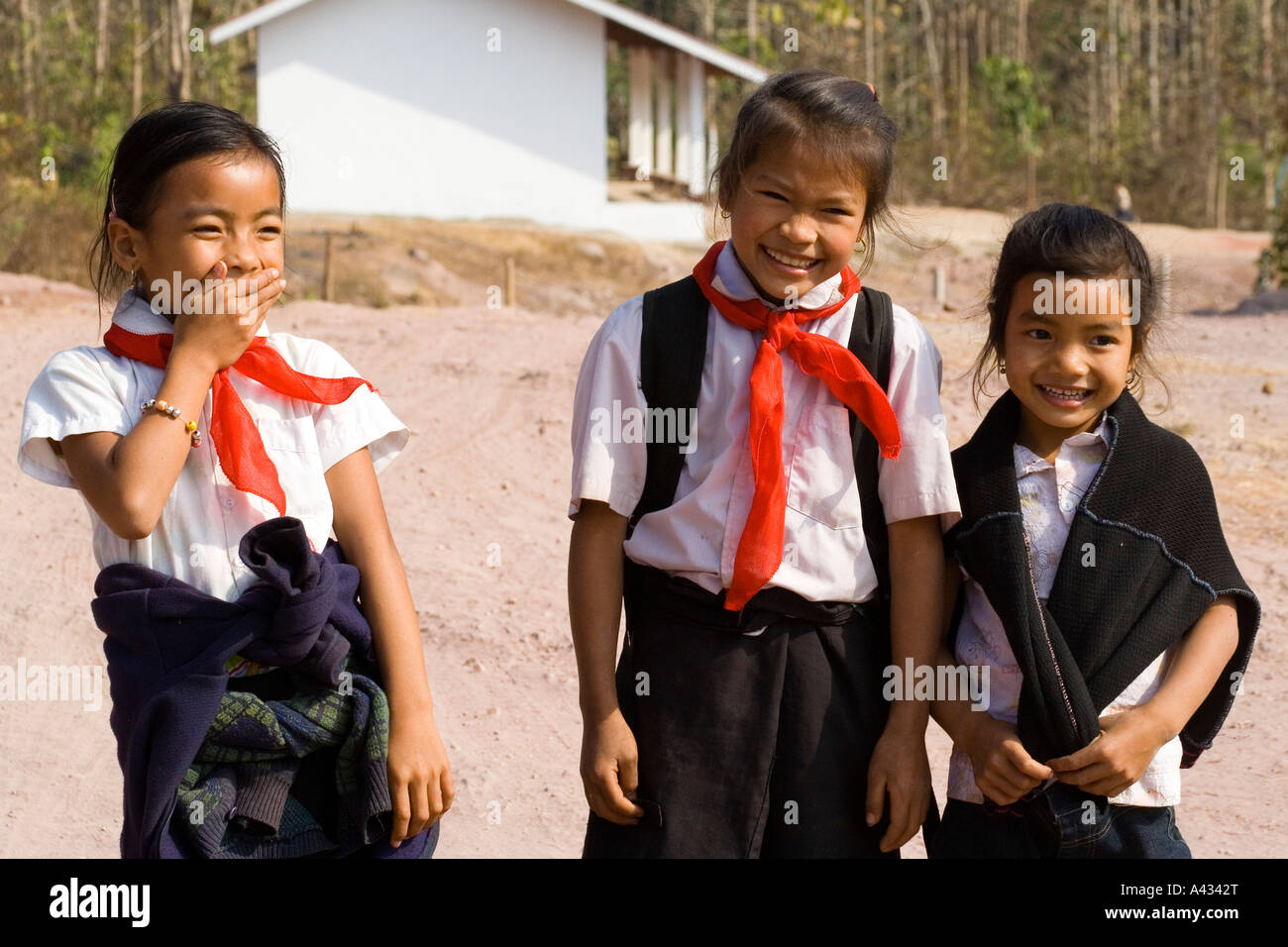 School Girls in the Schoolyard Luang Prabang Laos Stock Photo - Alamy