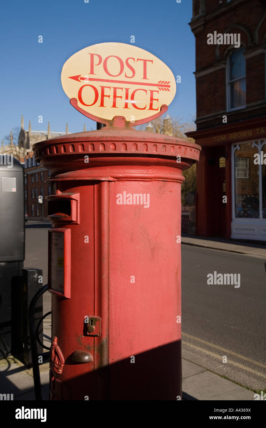 Letterbox Pillarbox outside the Post Office High Street Eton, near Eton ...