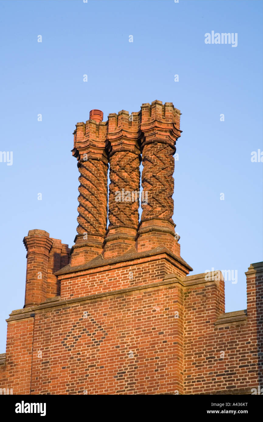 Brick chimney stacks at Hampton Court Palace UK Stock Photo - Alamy