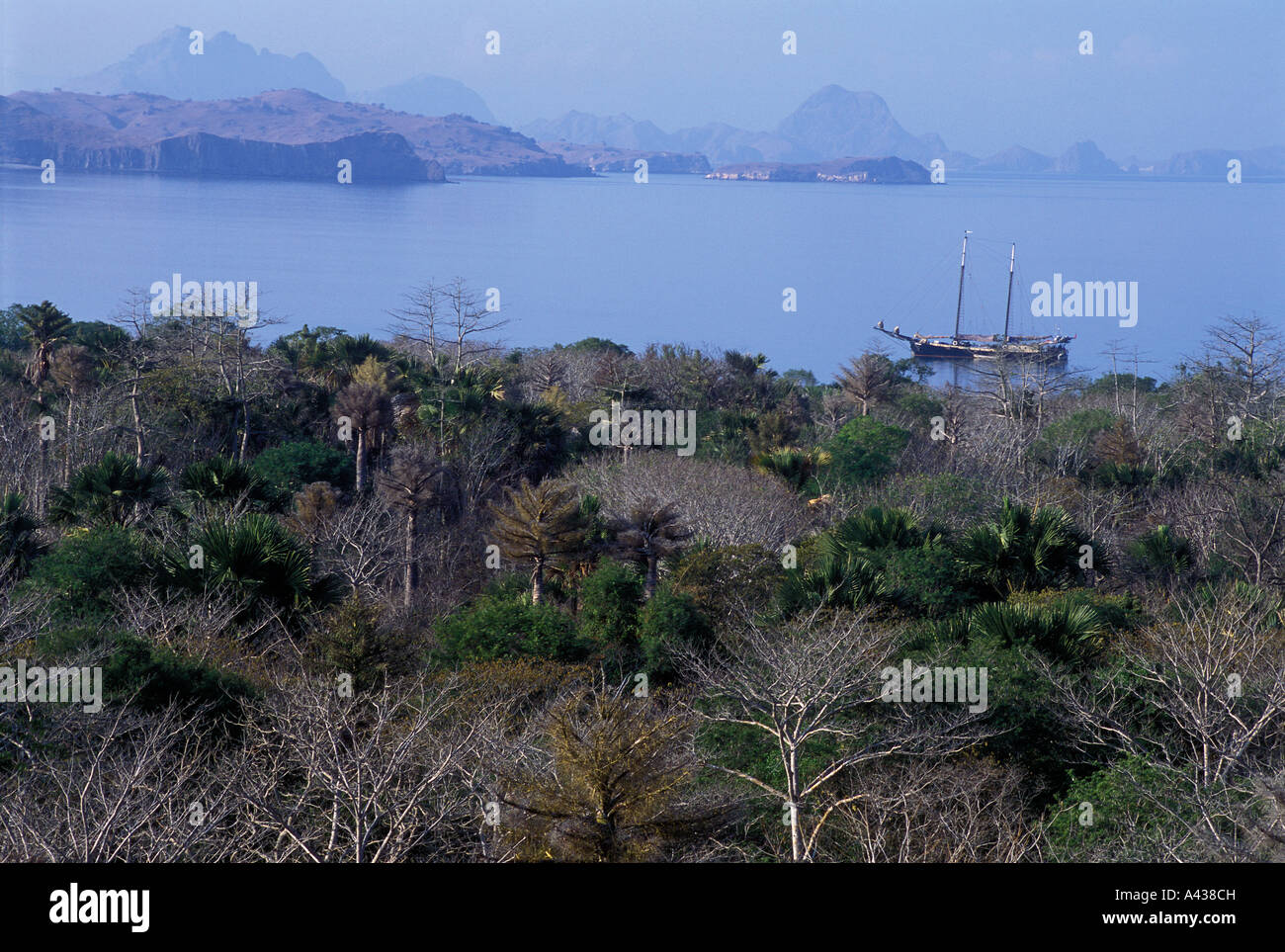 Scenic view of Komodo Island and Komodo National Park, Indonesia Stock ...