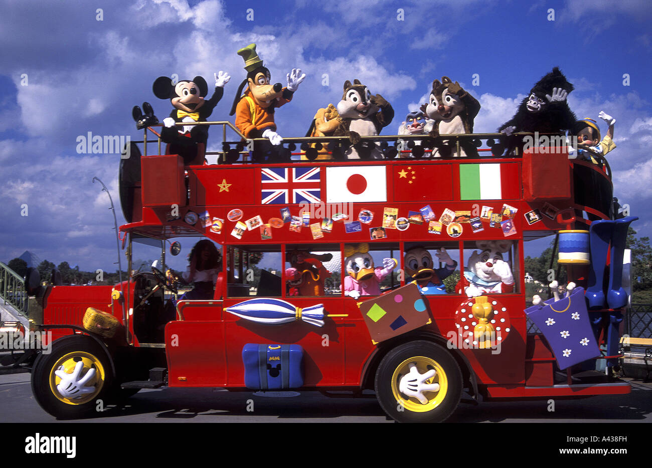 Disney figures on the bus Disneyland Los Angeles California USA Stock ...