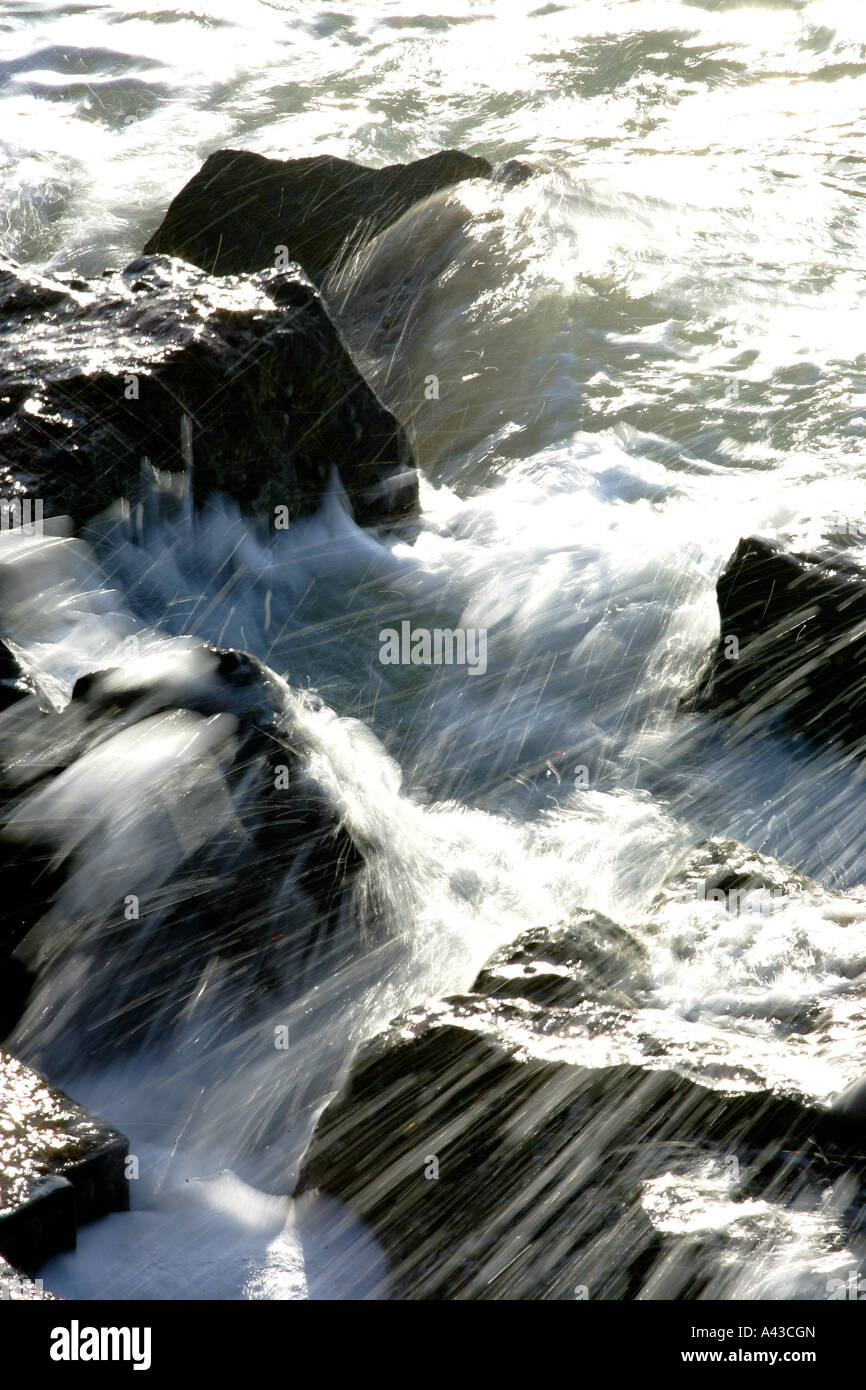Waves breaking over rocks Totland Isle of Wight England UK Great ...