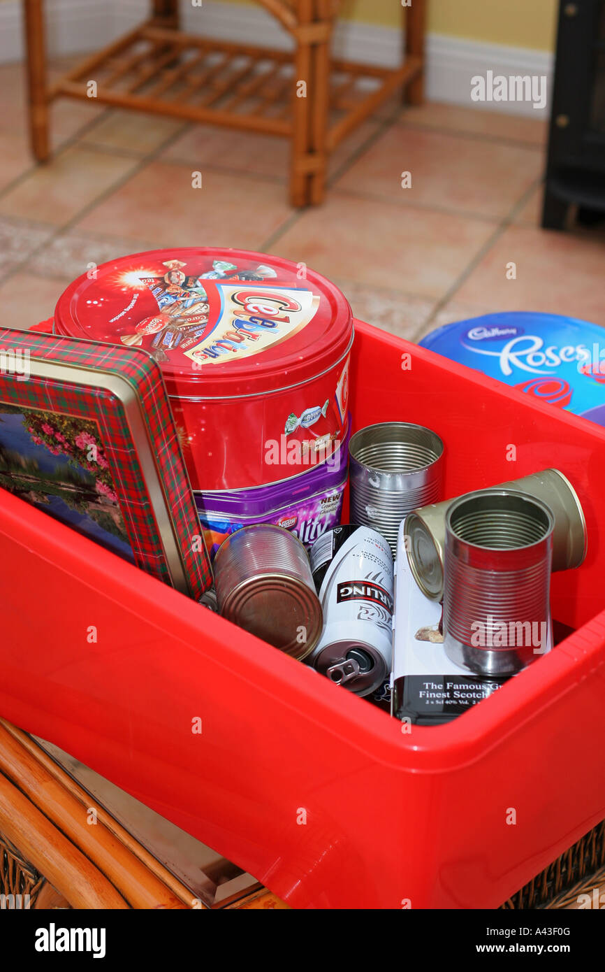 Assorted metal steel can tin aluminium recyclable waste packaging ...
