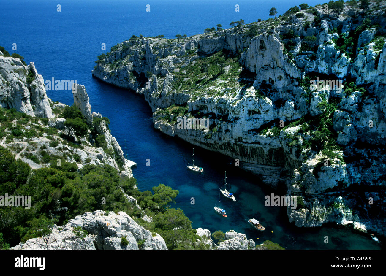 Provence Calanques near Cassis French Riviera France Boat Port Harbor ...