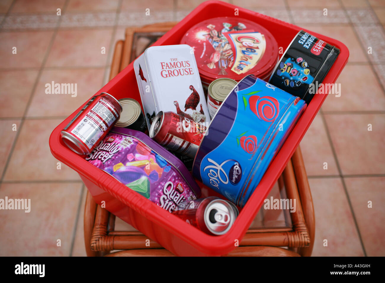 Assorted metal steel can tin aluminium recyclable waste packaging ...