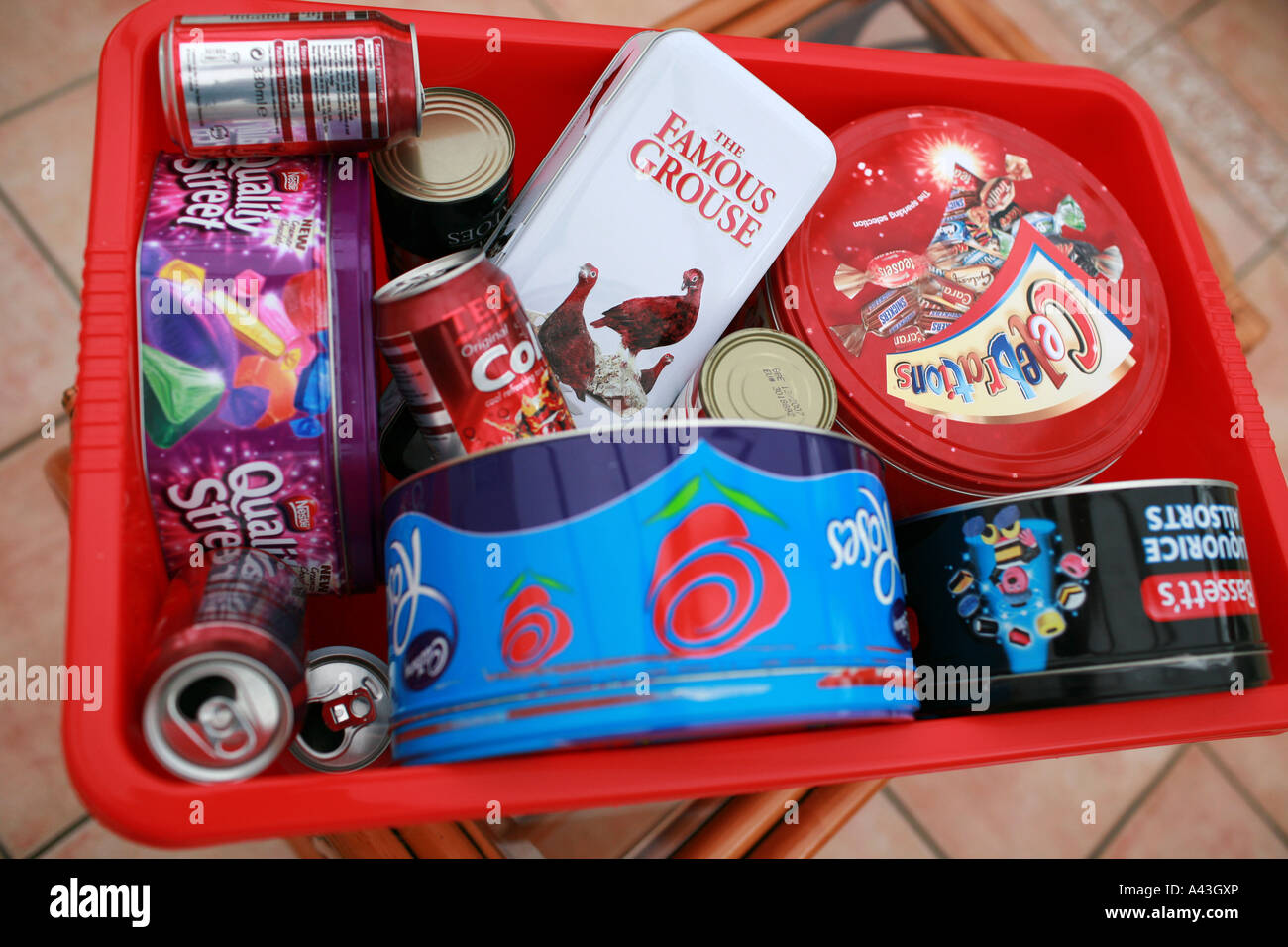 Assorted metal steel can tin aluminium recyclable waste packaging ...