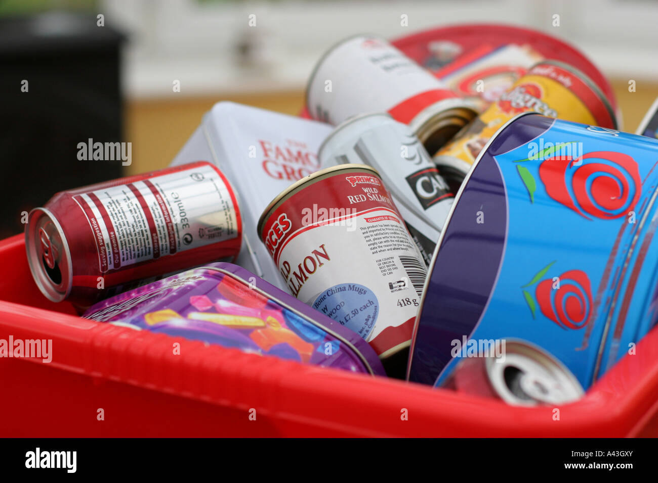 Assorted metal steel can tin aluminium recyclable waste packaging ...