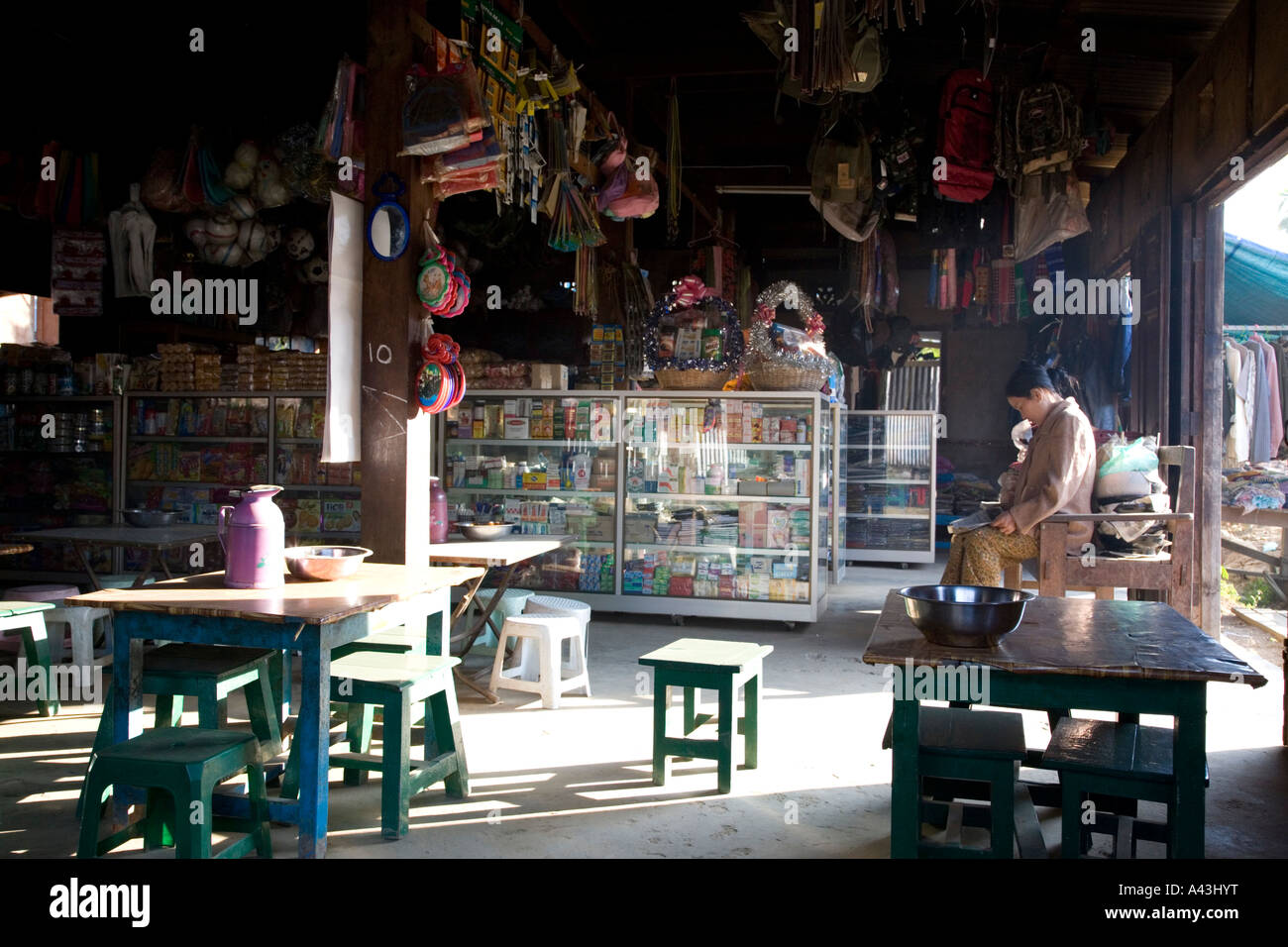 Tea Shop, Sinbo, Myanmar Stock Photo - Alamy
