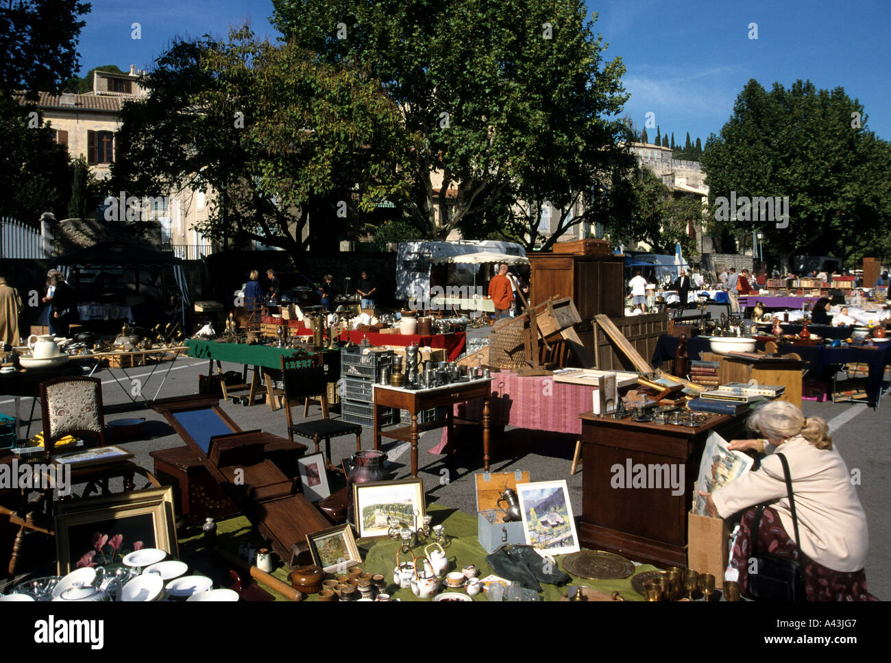Flea market Villeneuve les Avignon France Provence Antique Swap Stock ...