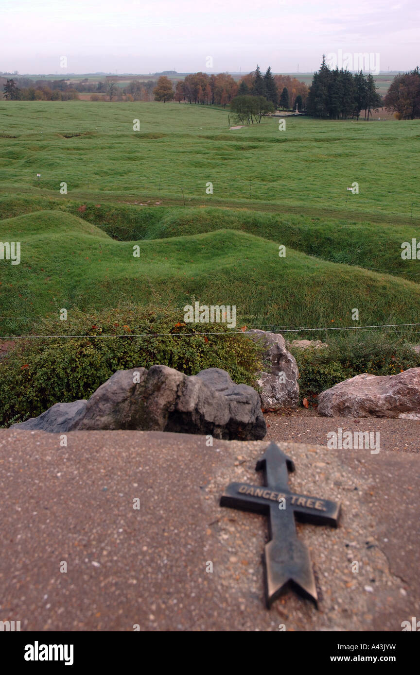 Arrow pointing towards the Danger Tree at the Newfoundland Memorial at ...