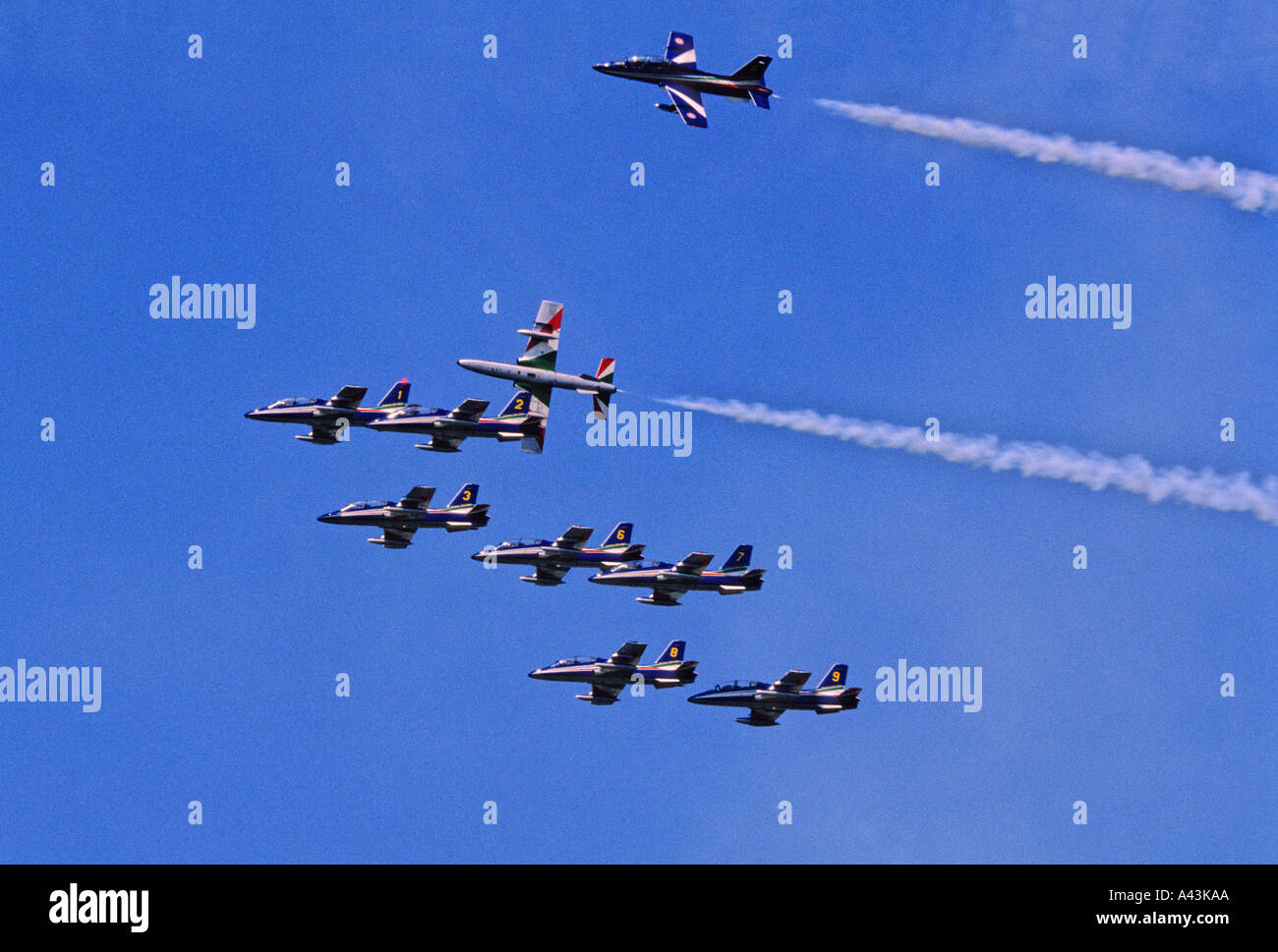 Italian Air Force aerobatic display team Frecce Tricolori Stock Photo ...