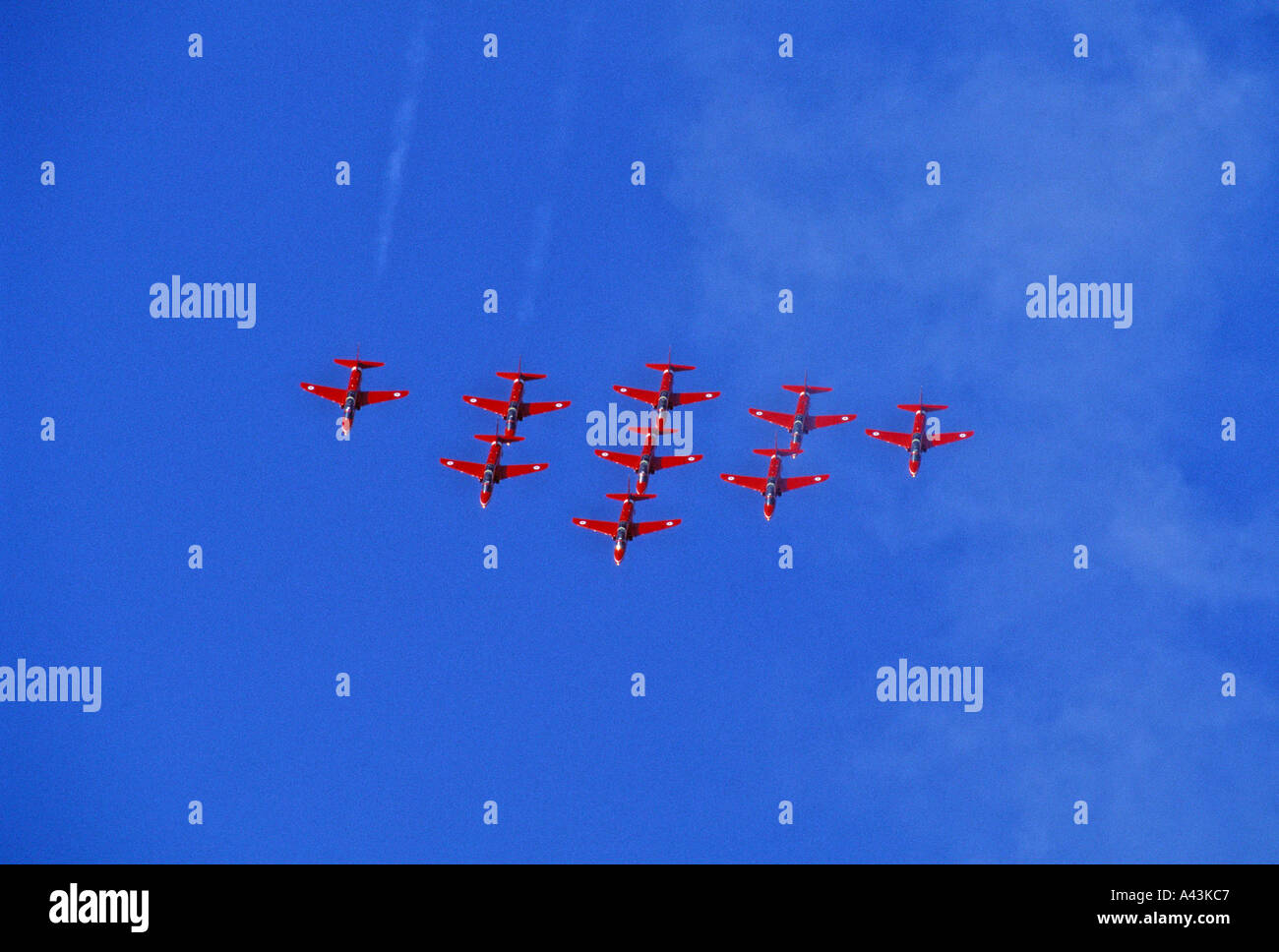 RAF aerobatic display team Red Arrows formation display Stock Photo - Alamy