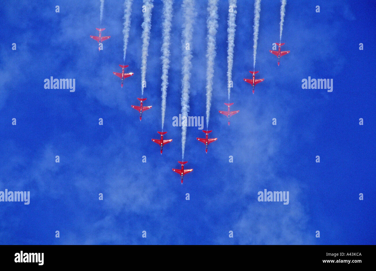 RAF aerobatic display team Red Arrows formation display Stock Photo - Alamy
