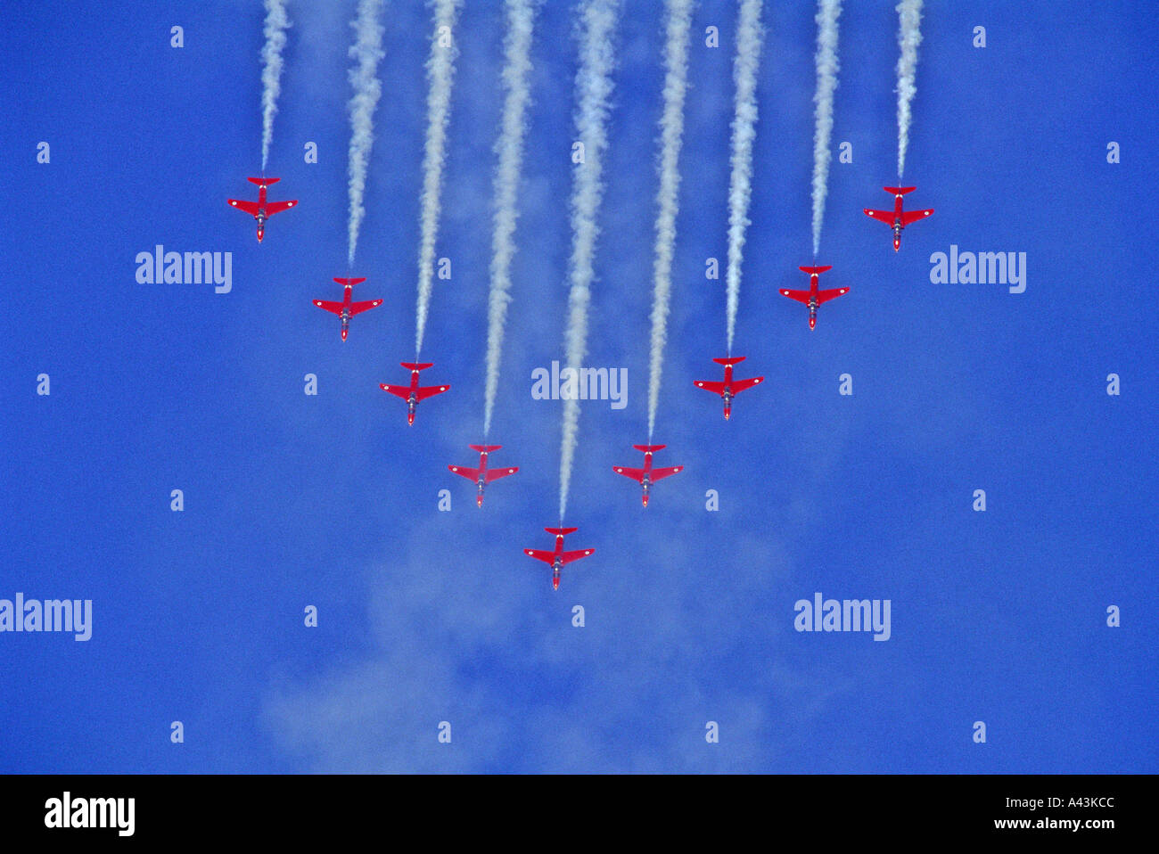 RAF aerobatic display team Red Arrows formation display Stock Photo - Alamy