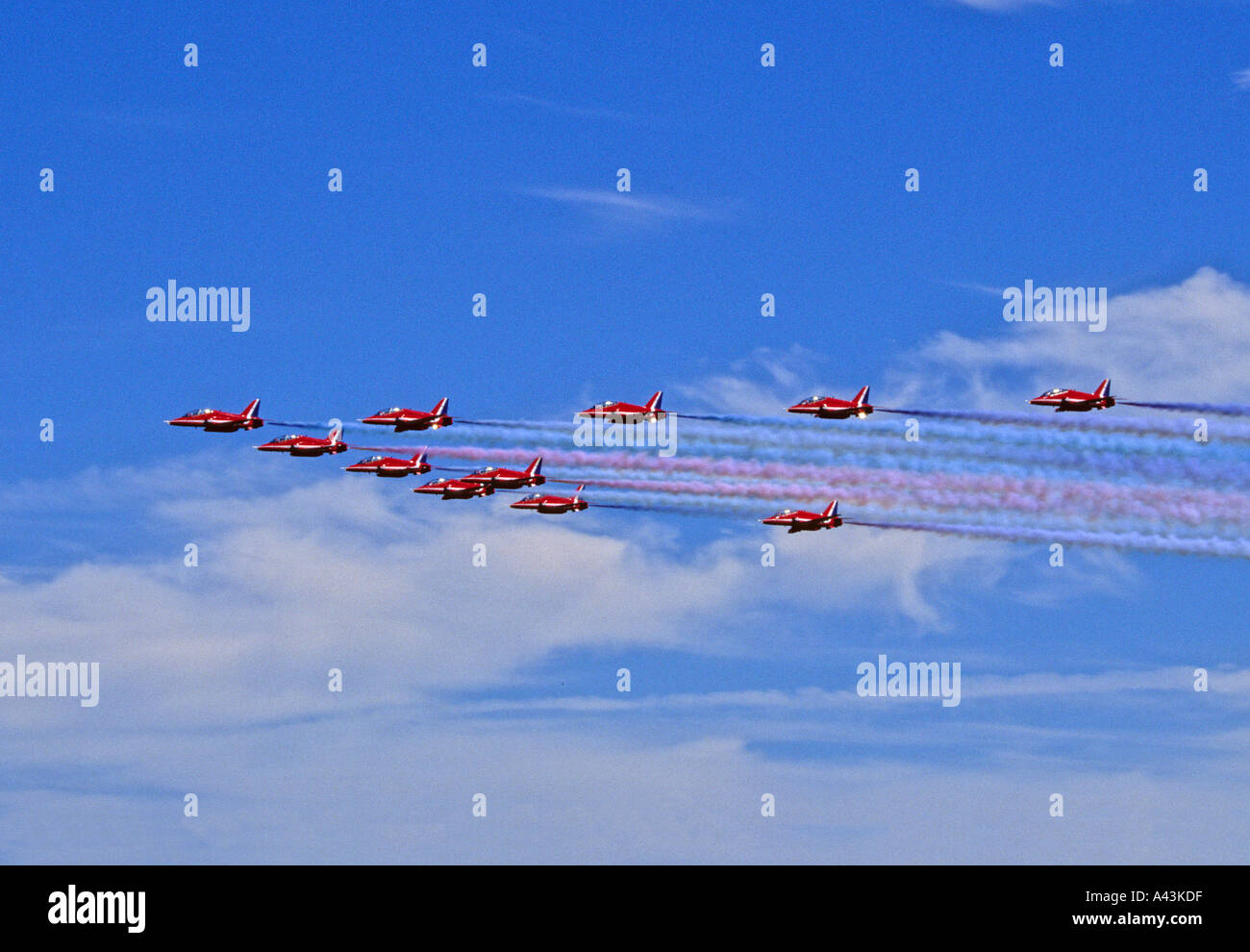 RAF Aerobatic Team Red Arrows formation display Stock Photo - Alamy