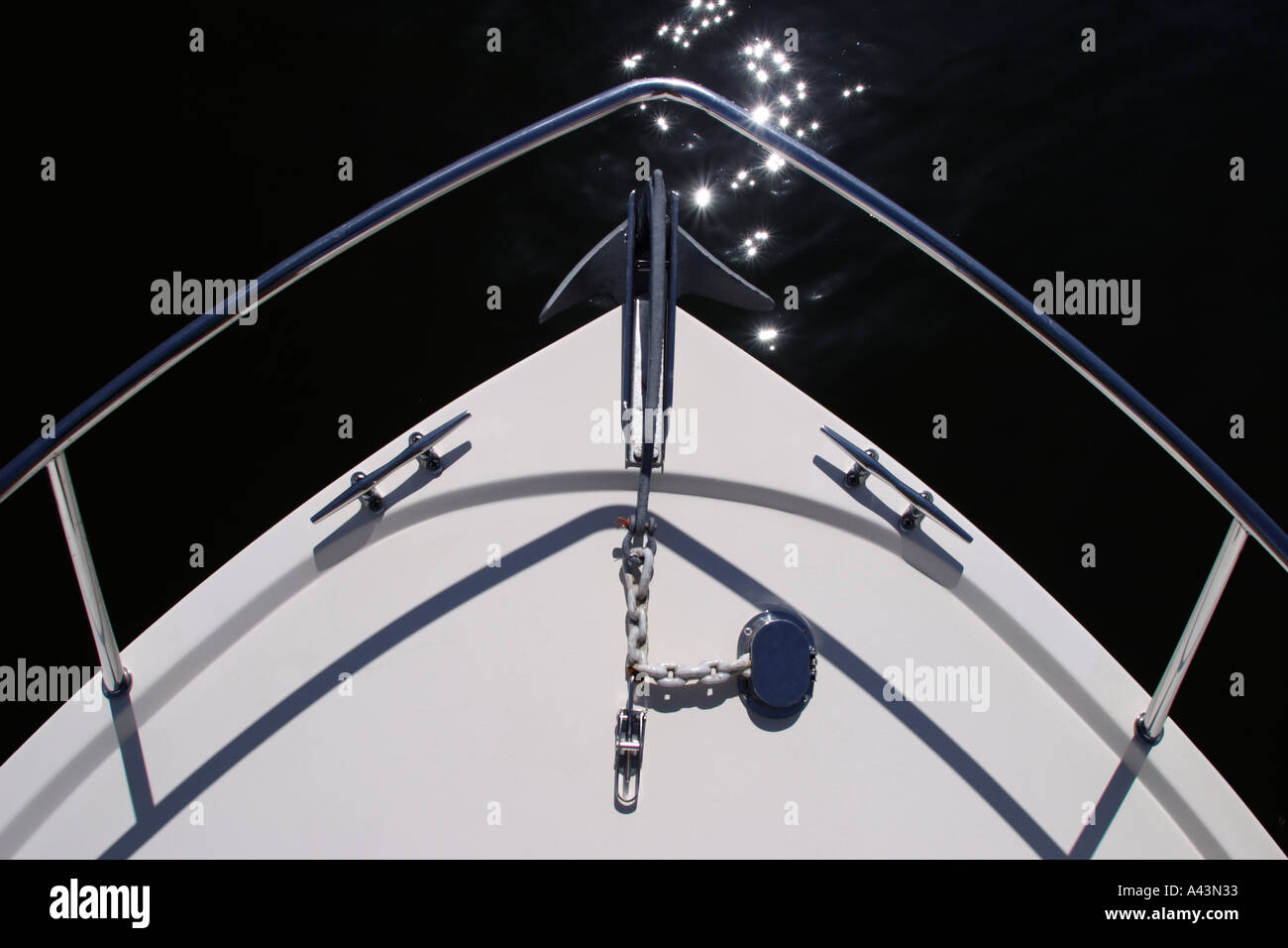 Bow of a boat with the anchor Stock Photo - Alamy