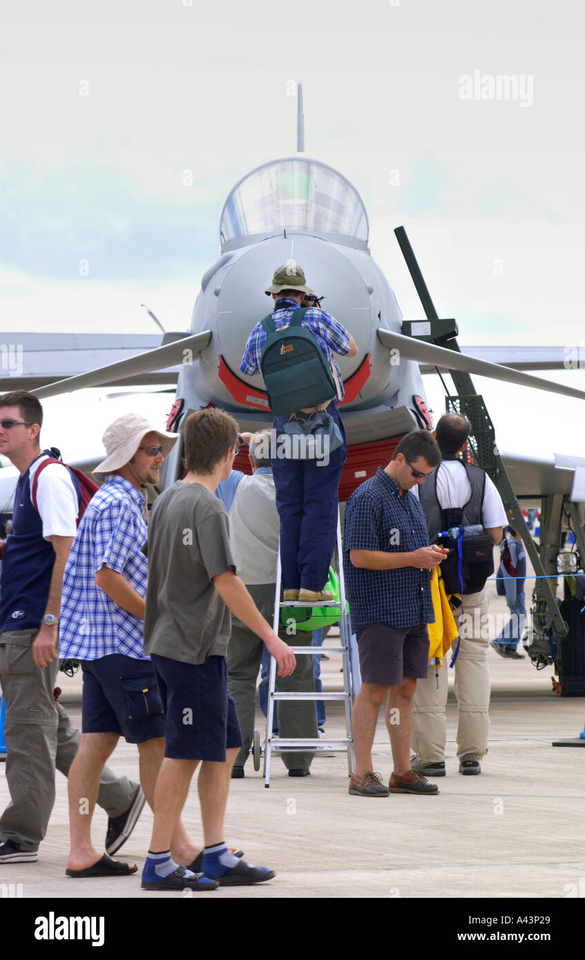 THE ROYAL INTERNATIONAL AIR TATTOO RAF FAIRFORD Visitors looking at the ...