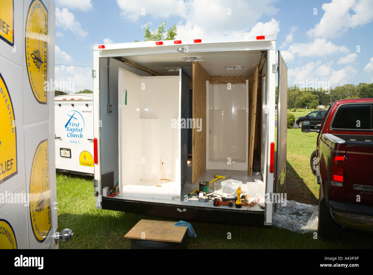 Disaster releif trailer with shower and laundry facilities being ...