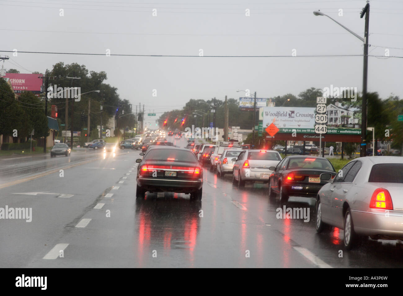 Heavy traffic in rain Stock Photo - Alamy