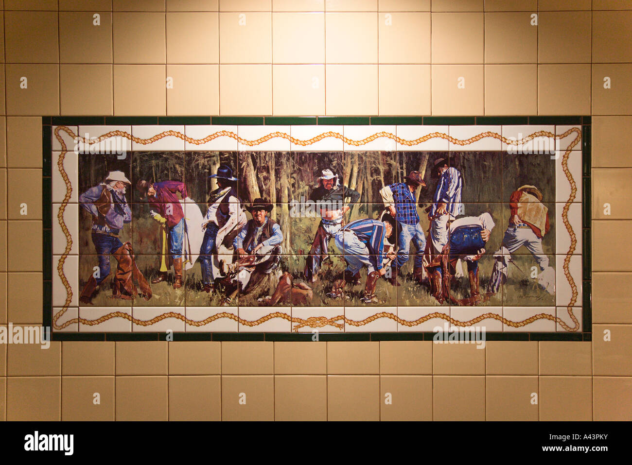 Tile artwork on restroom wall in Fort Wilderness Resort in Walt Disney ...