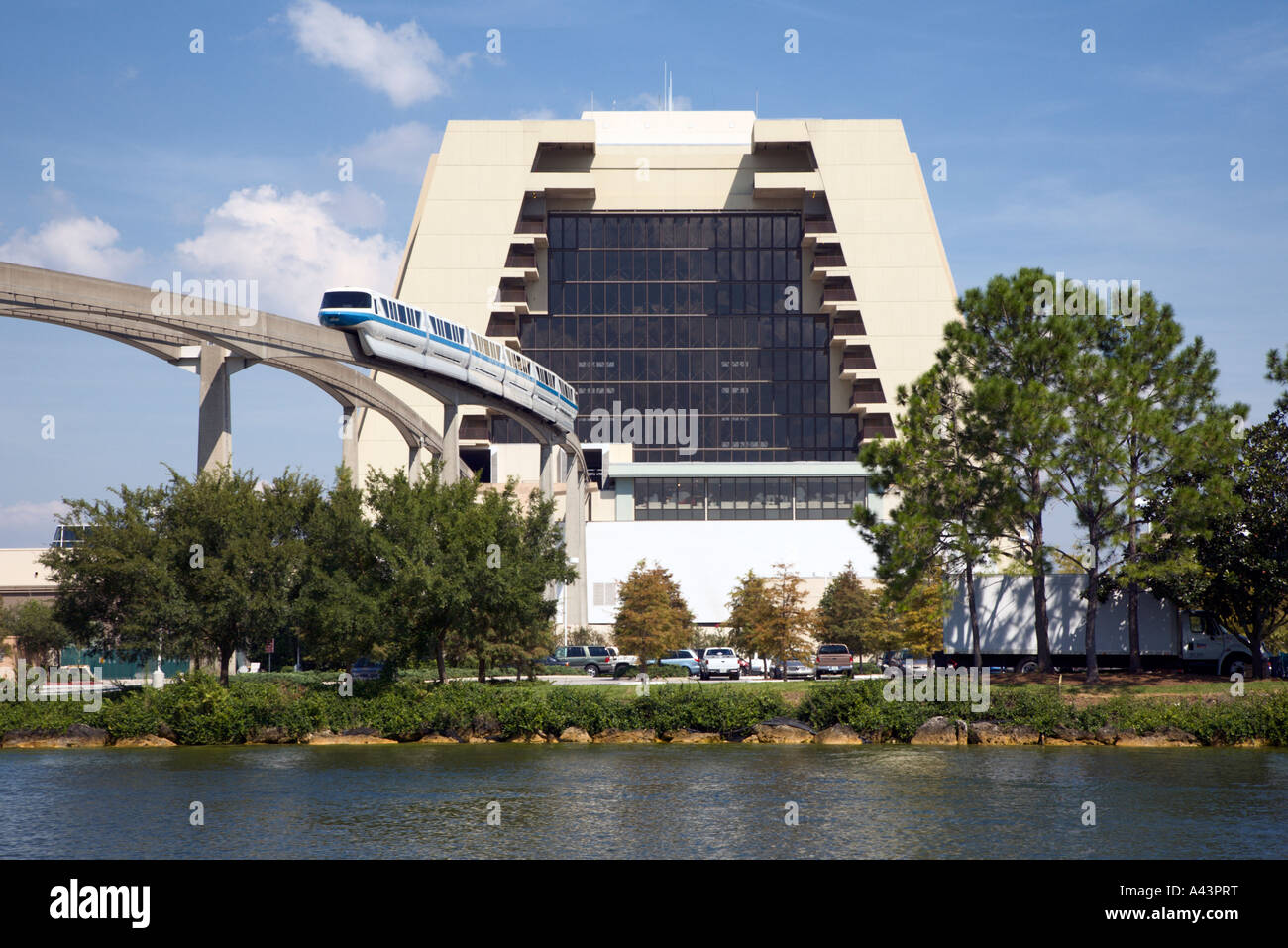 Monorail entering or exiting the Contemporary Resort at Walt Disney ...