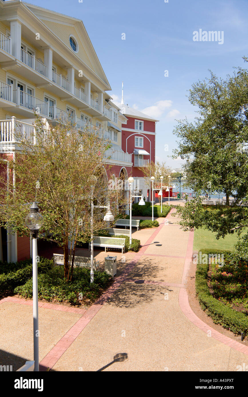 Walkway between resorts and Boardwalk at Disney World in Florida, USA ...