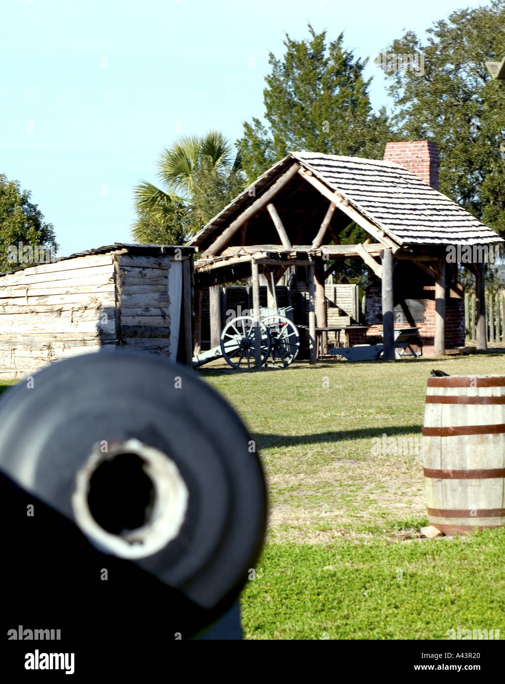 Historic British Fort King George Settlement in Georgia USA with cannon ...