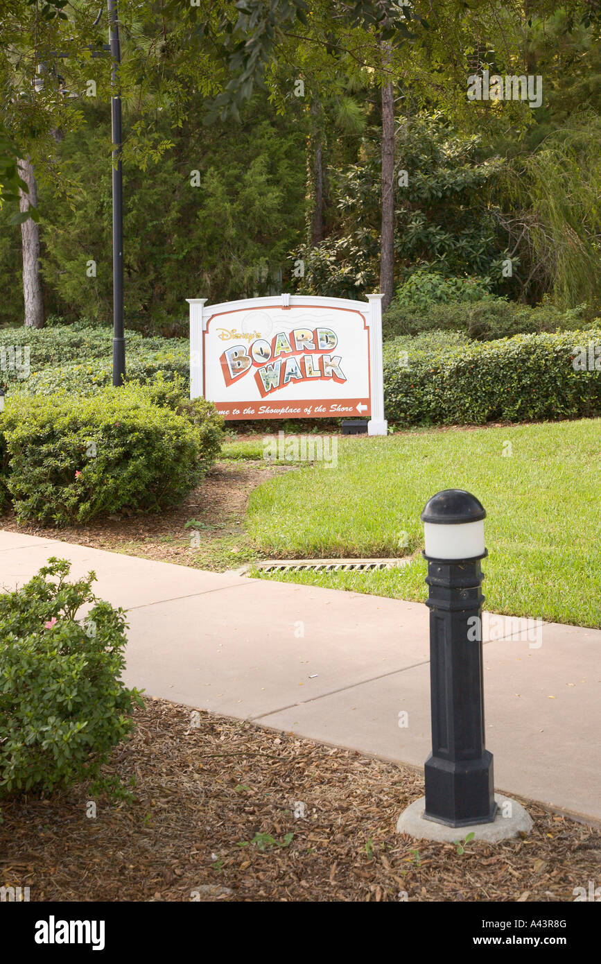 Sign near entrance to Disney's Boardwalk at Walt Disney World, Florida ...