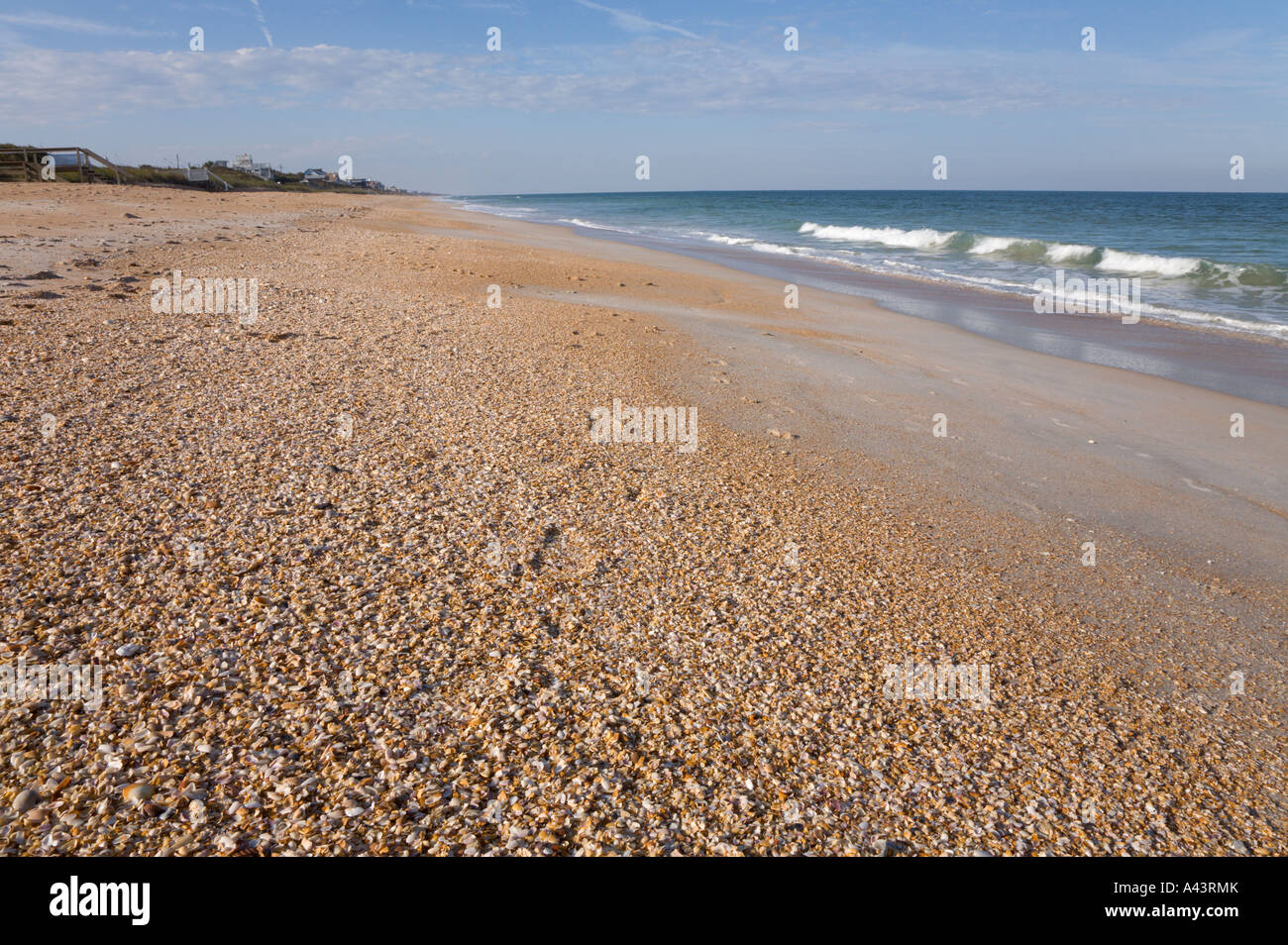 Surf comes in on empty Atlantic Ocean beach at North Beach, Florida ...