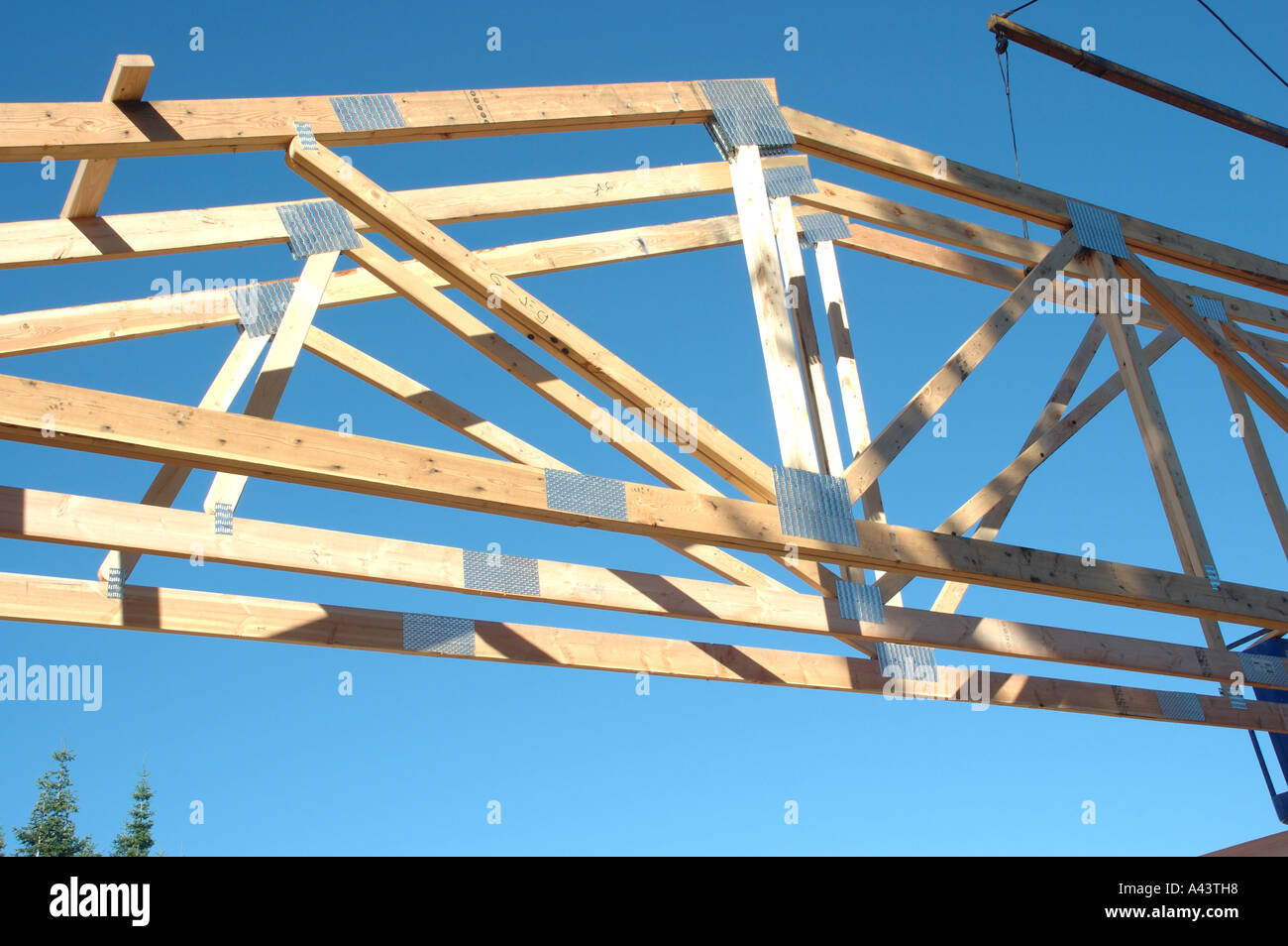Construction - Roof Trusses In Place Stock Photo - Alamy