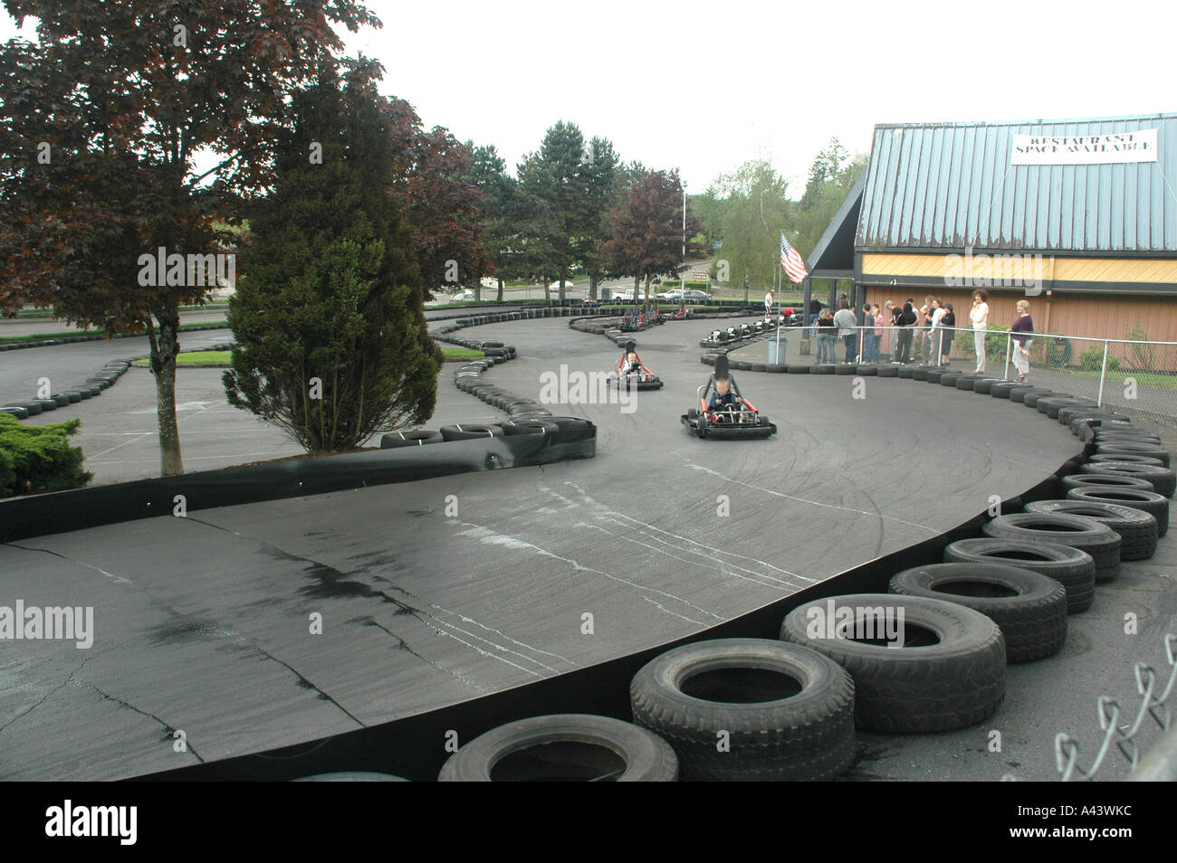 Go Carts Running On A Track Stock Photo - Alamy