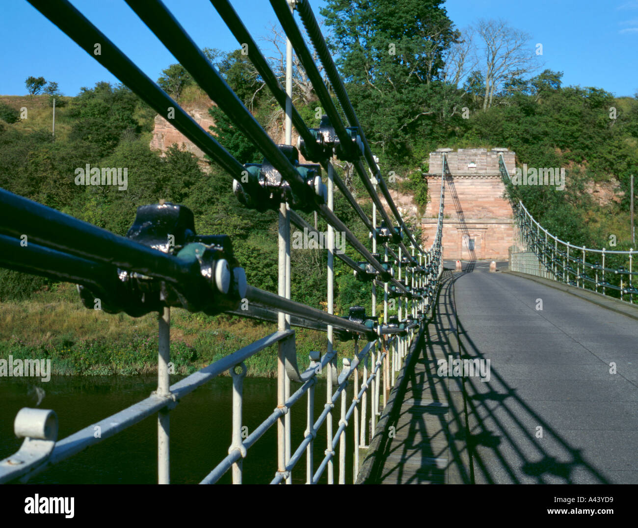Union Suspension Bridge over River Tweed from Scottish side, Borders ...