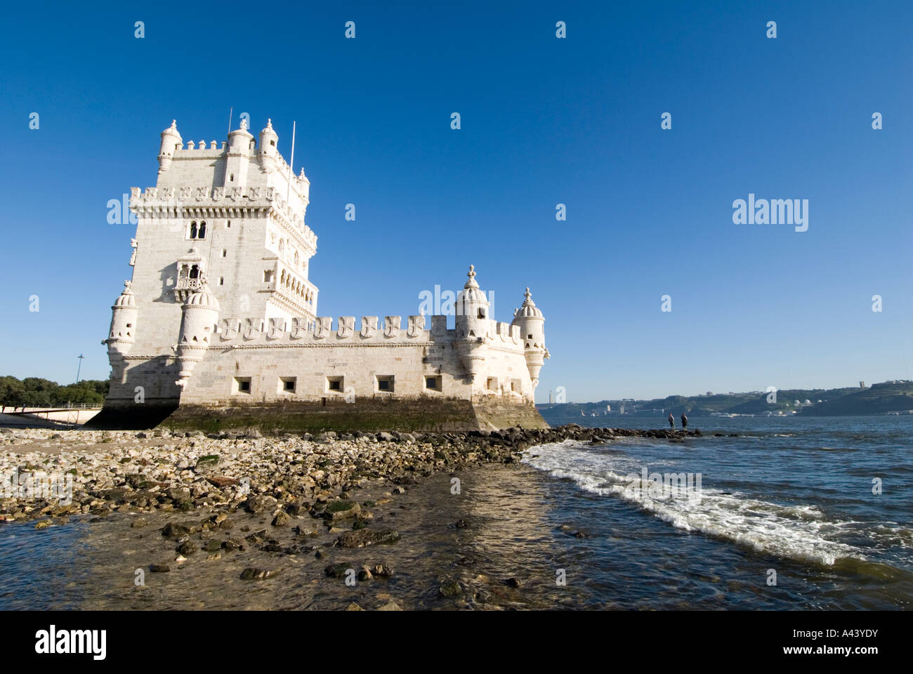 The Manueline architecture of the TORRE DE BELEM in the district of ...