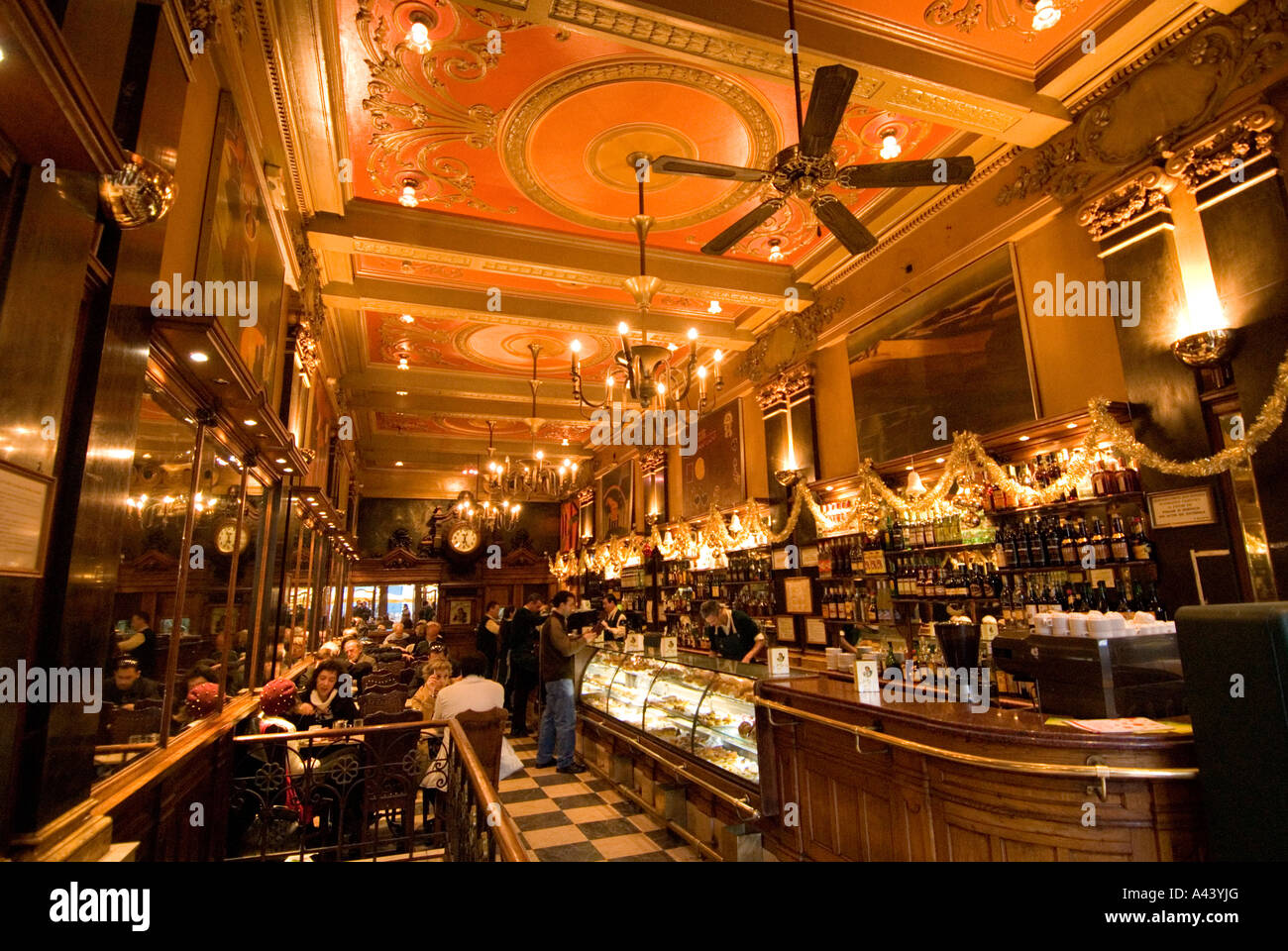 Interior of the famous old style Lisbon cafe A BRASILEIRA in the ...