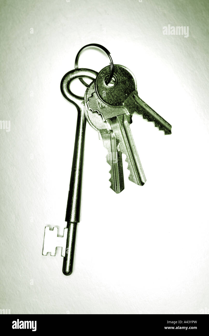 Four keys on keyring Stock Photo - Alamy