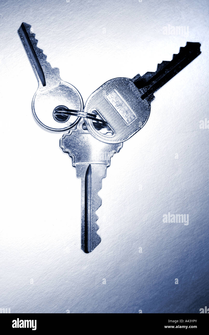 Three keys on keyring Stock Photo - Alamy