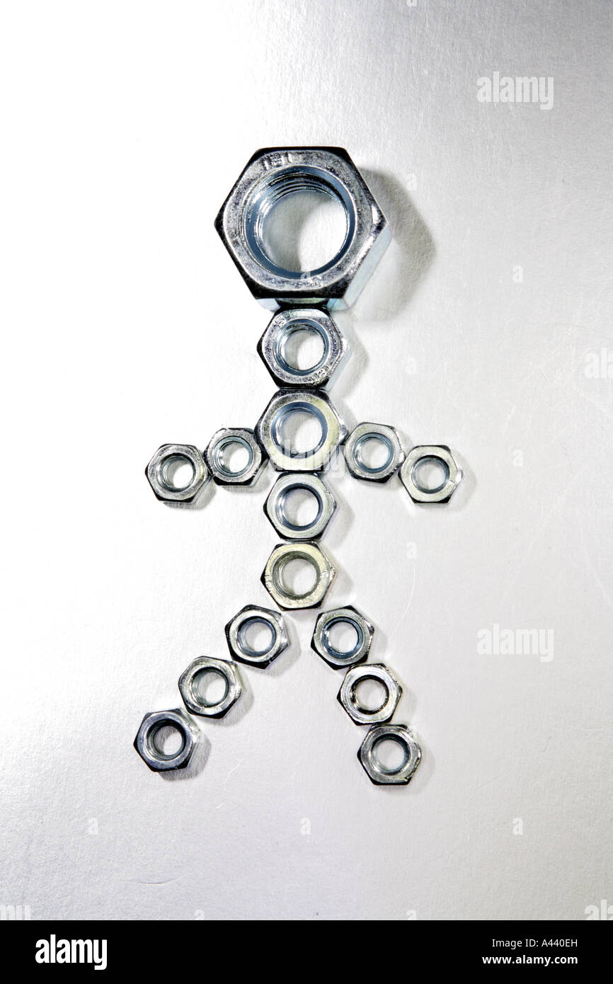 Person made from metal nuts Stock Photo - Alamy
