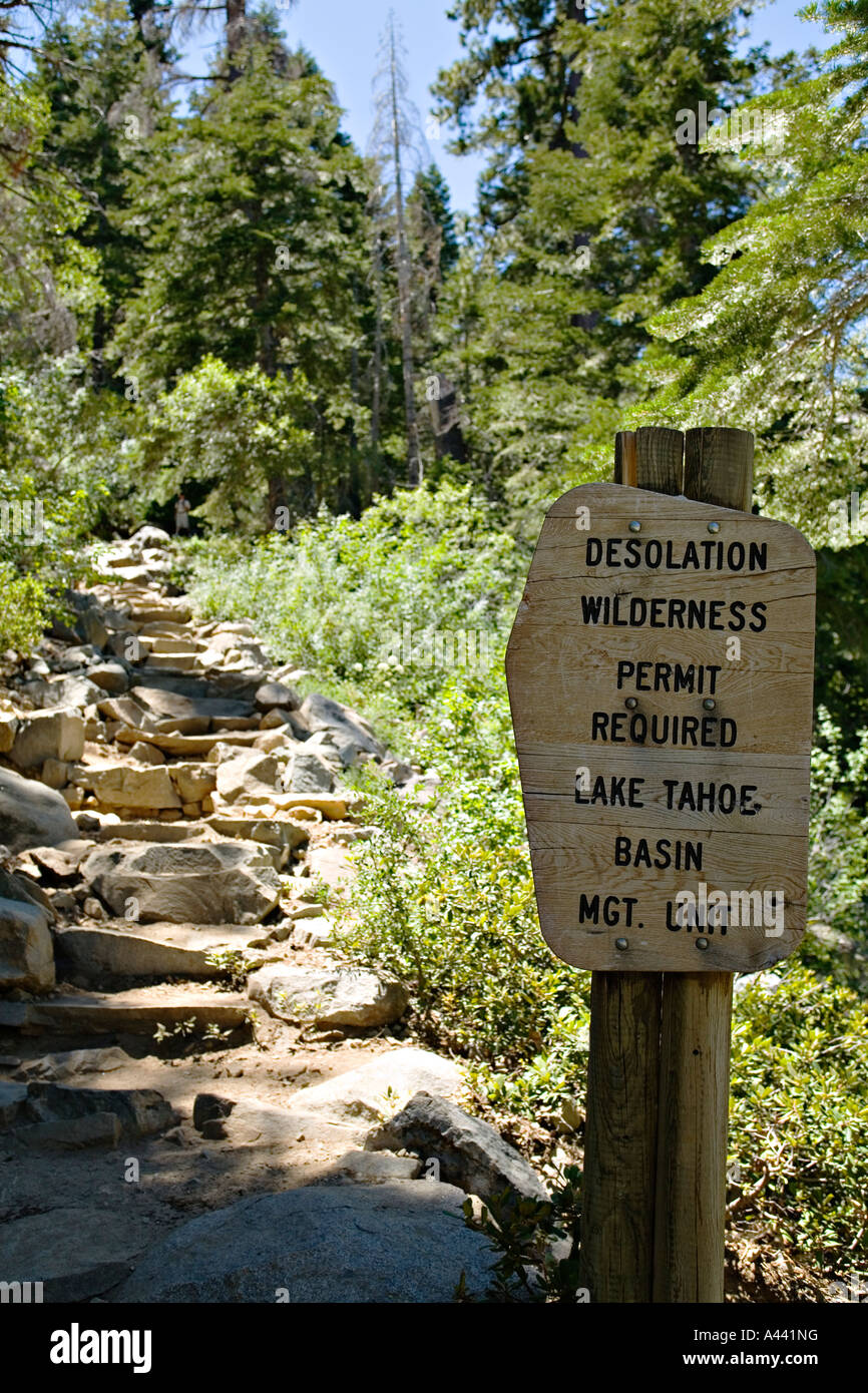 CALIFORNIA Lake Tahoe Desolation Wilderness Permit Required sign along ...