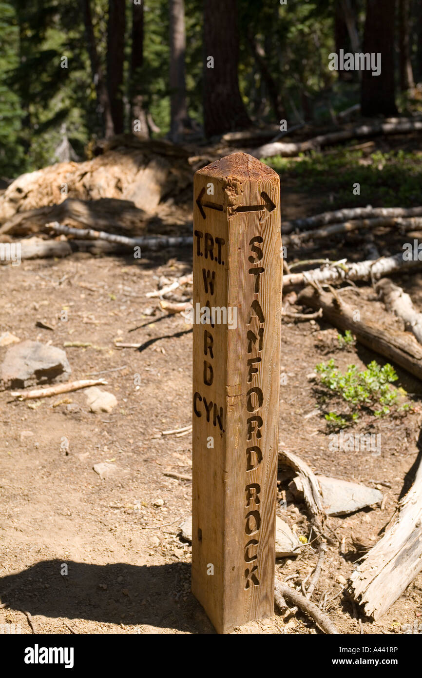 CALIFORNIA Lake Tahoe Hiking Trail sign post arrows Stamford Rock and ...