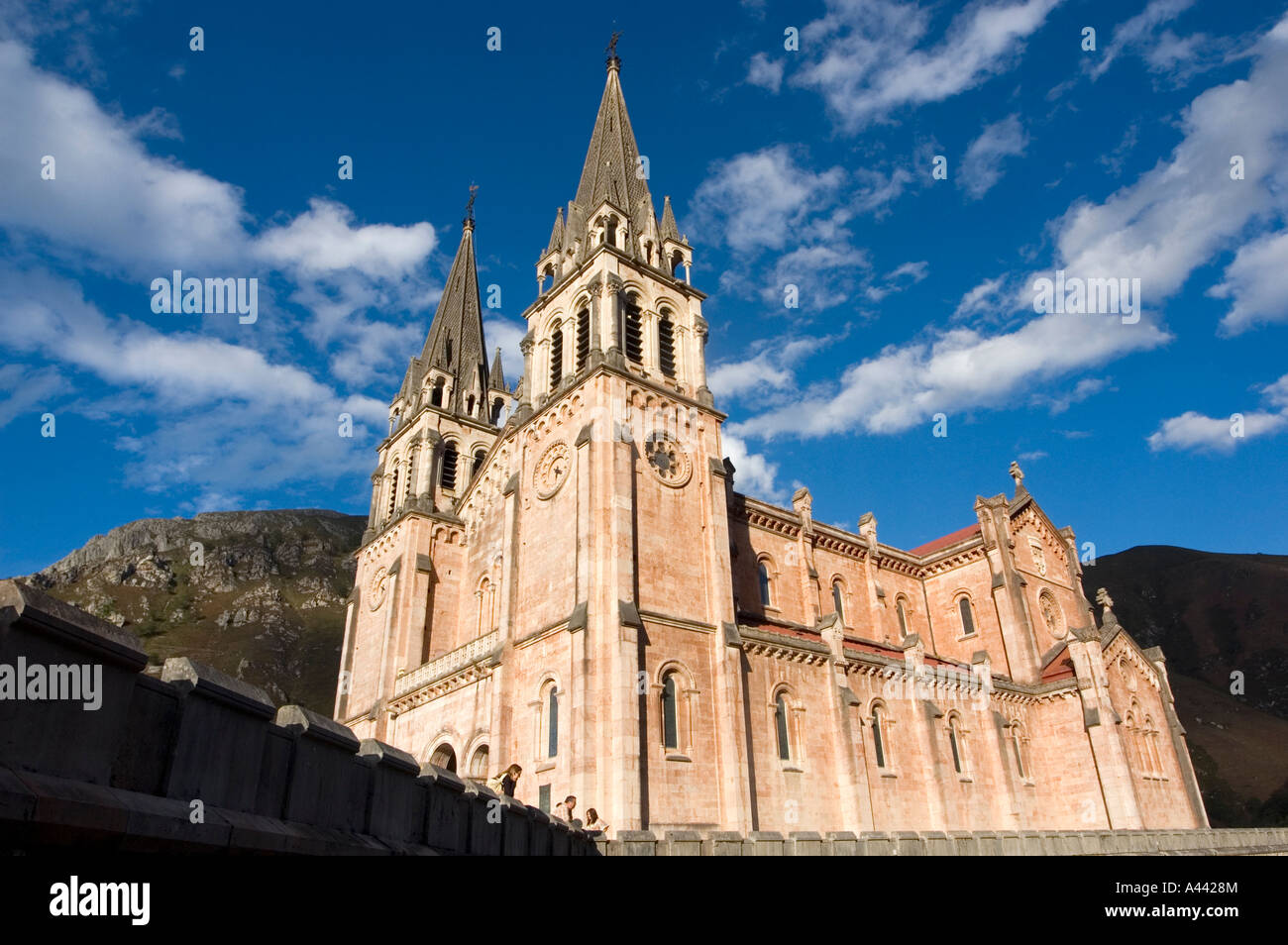 Basilica of Covadonga in the PICOS DE EUROPA mountain range in northern ...